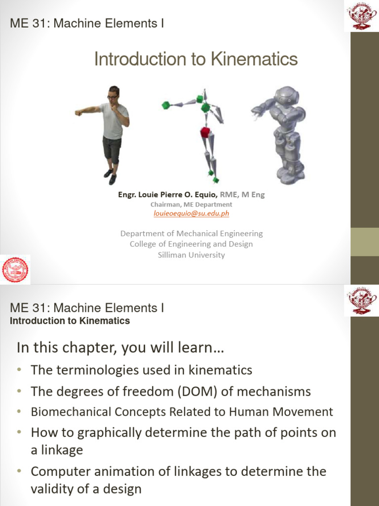 Lec1 (SOUL) Introduction To Kinematics | PDF | Kinematics | Machines Lec1 (SOUL) Introduction To Kinematics | PDF | Kinematics | Machines