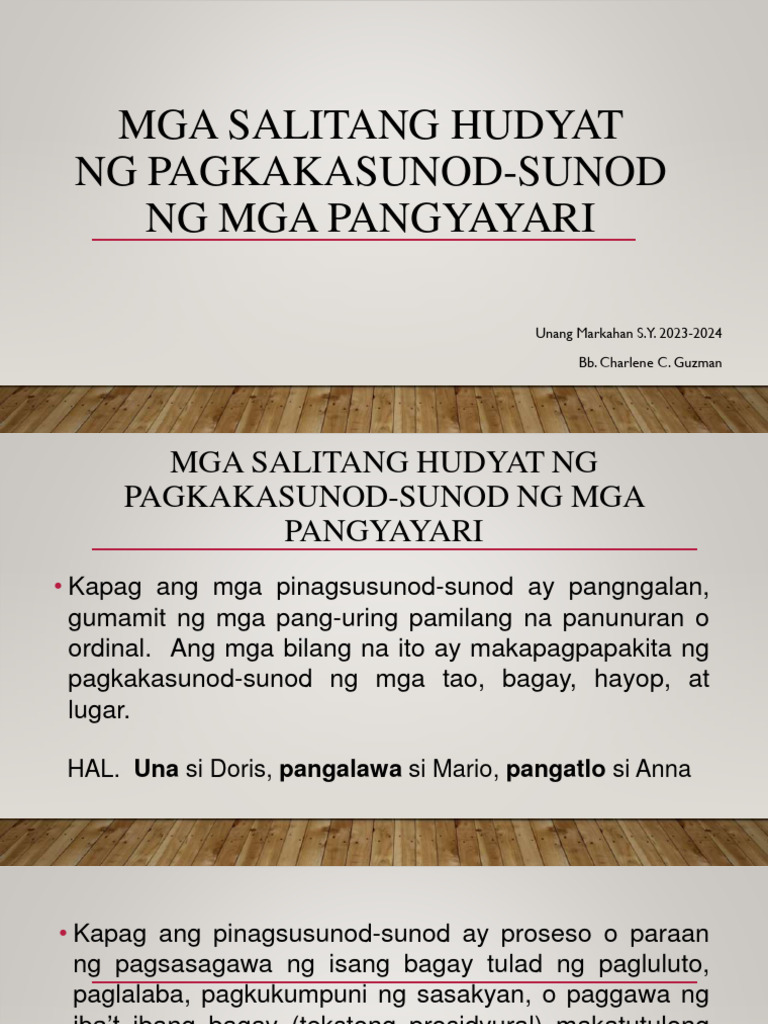 Q1-W1 9 - Salitang Hudyat NG Pagsusunod-Sunod | PDF