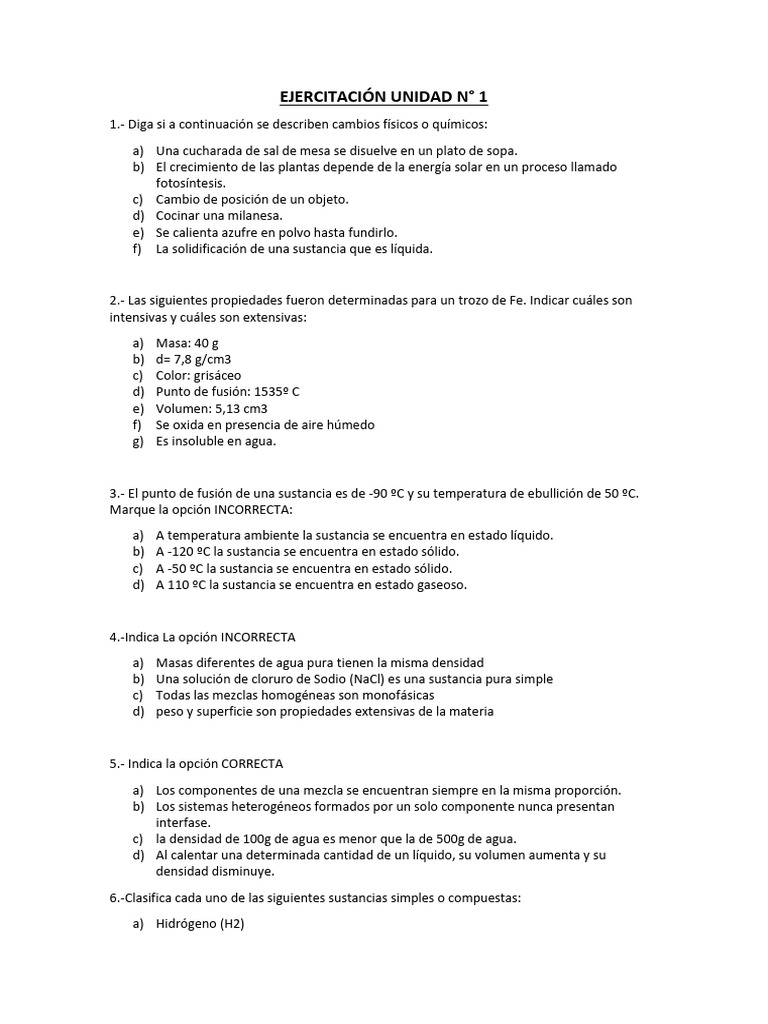 EJERCITACION Unidad 1 A 2 | PDF