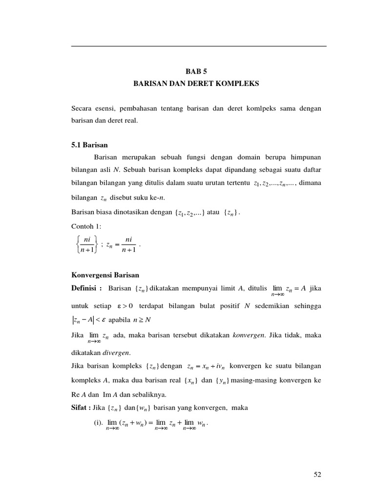 BAB 5 Barisan Dan Deret Kompleks | PDF