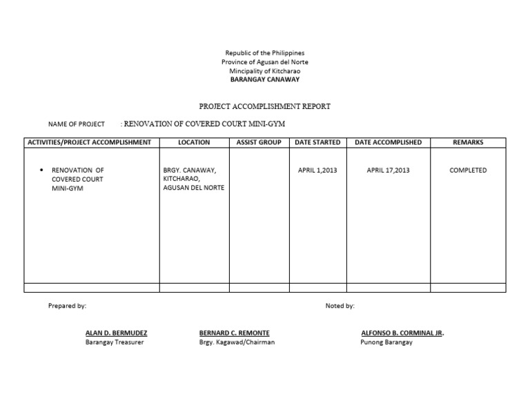 Project Accomplishment Report | PDF