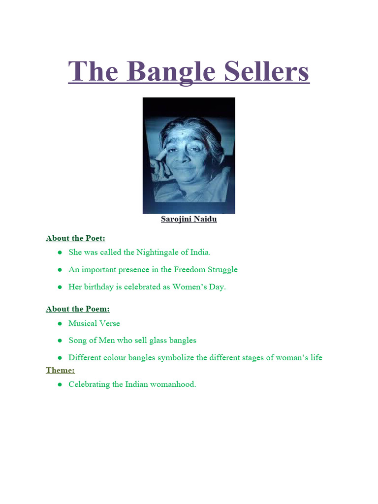 The Bangle Sellers Questions and Answers | PDF