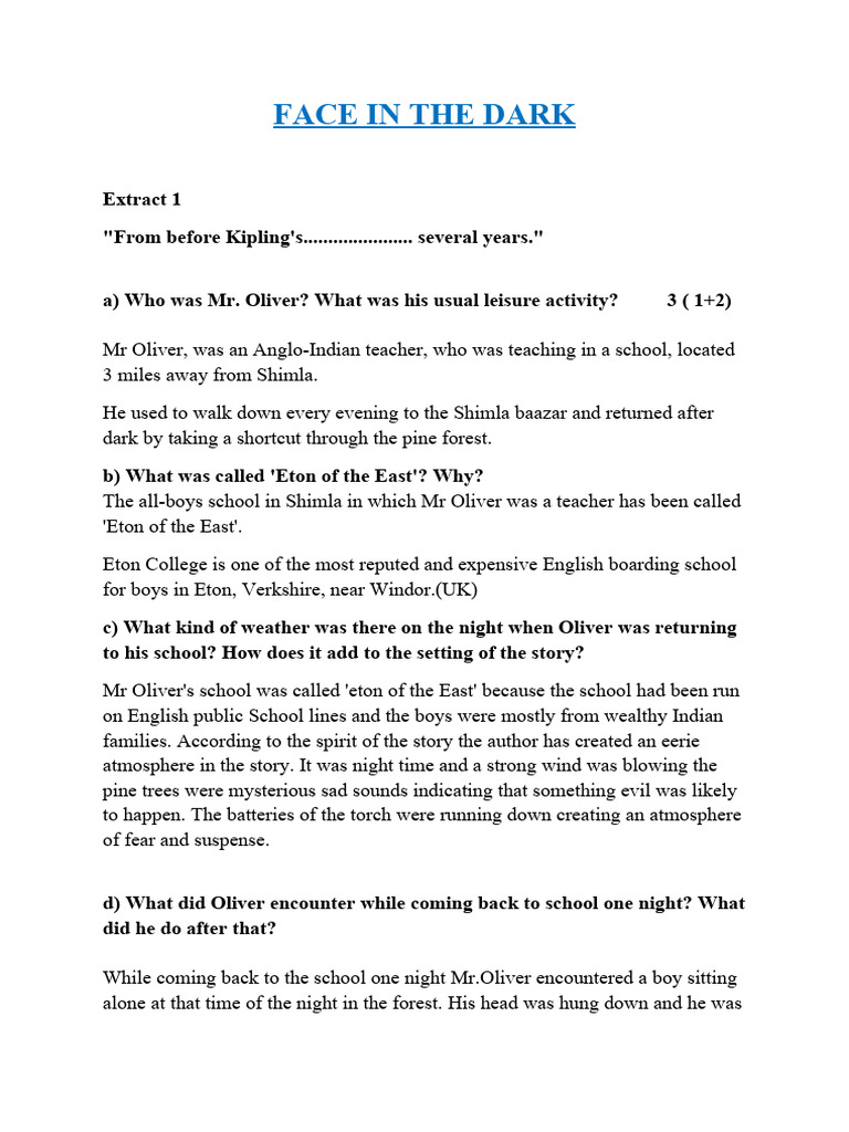 Face in The Dark | PDF