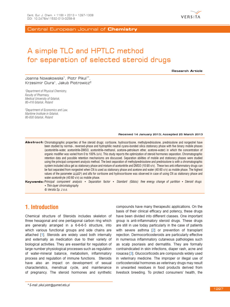 A Simple TLC and HPTLC Method For Separation of Selected Steroid Drugs | PDF | Mass Spectrometry ...