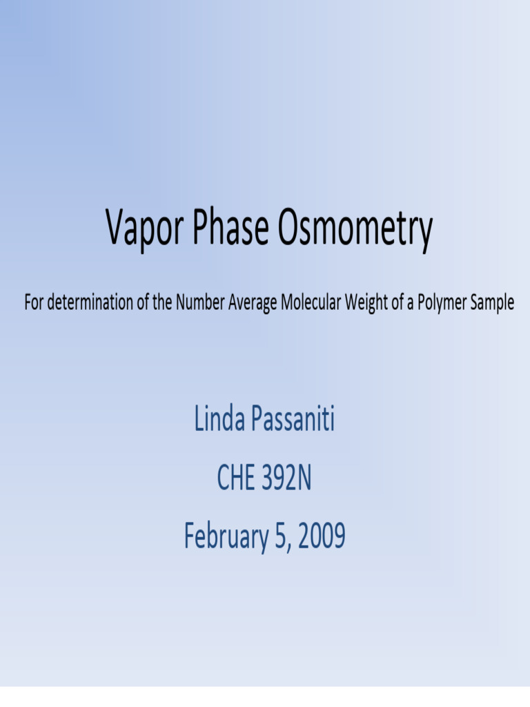 Vapor Pressure Osmometry | PDF