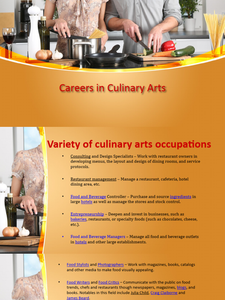 Lesson A2 Career in Culinary Arts | PDF | Chef | Nutrition