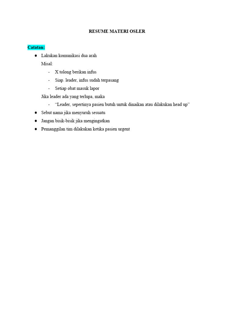 H2 Resume Materi Osler | PDF