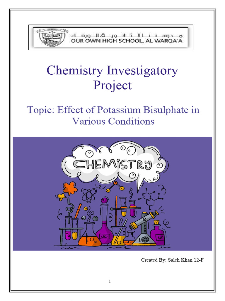 Chemistry Investigatory Project | PDF | Chemistry | Food And Drink