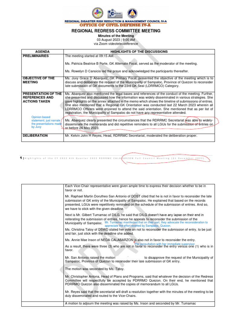 with comments - Draft-Minutes-of-the-Meeting_Regional-Redress-Committee ...