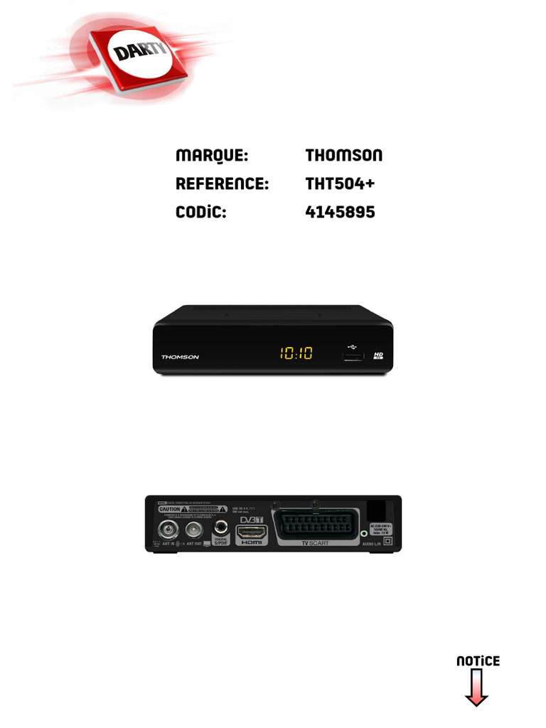 Notice Décodeur TNT Thomson Tht504+ | PDF
