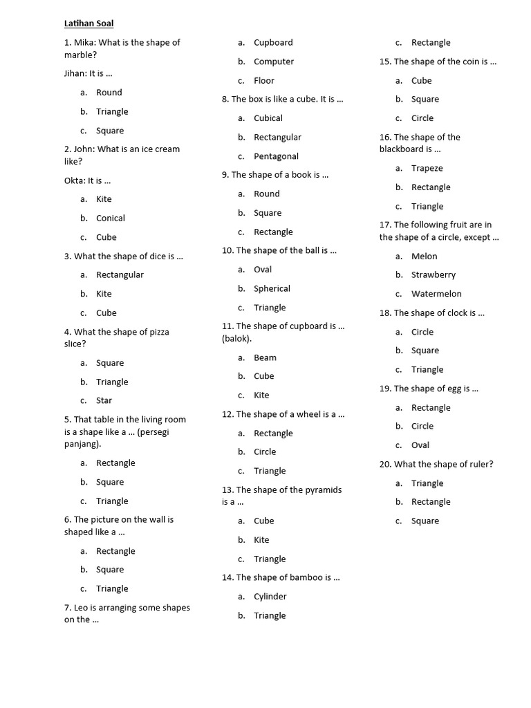 Latihan Soal | PDF | Rectangle | Geometric Shapes