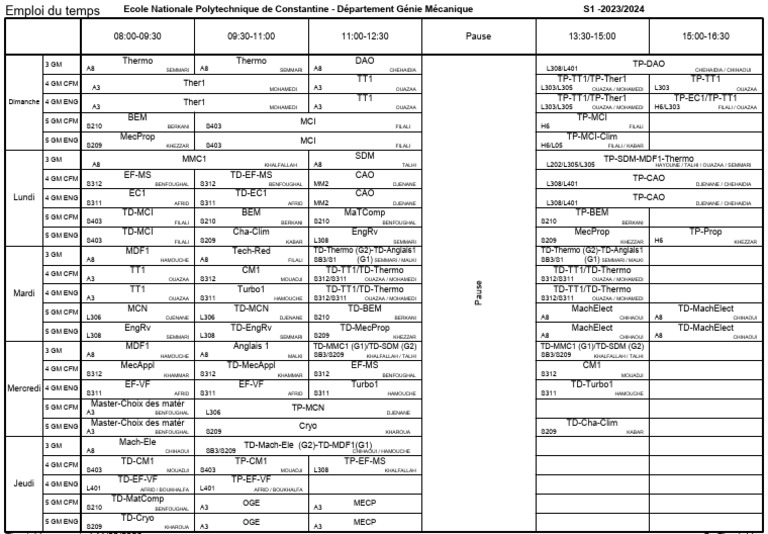 Mechanical Engineering Schedule 2023 | PDF