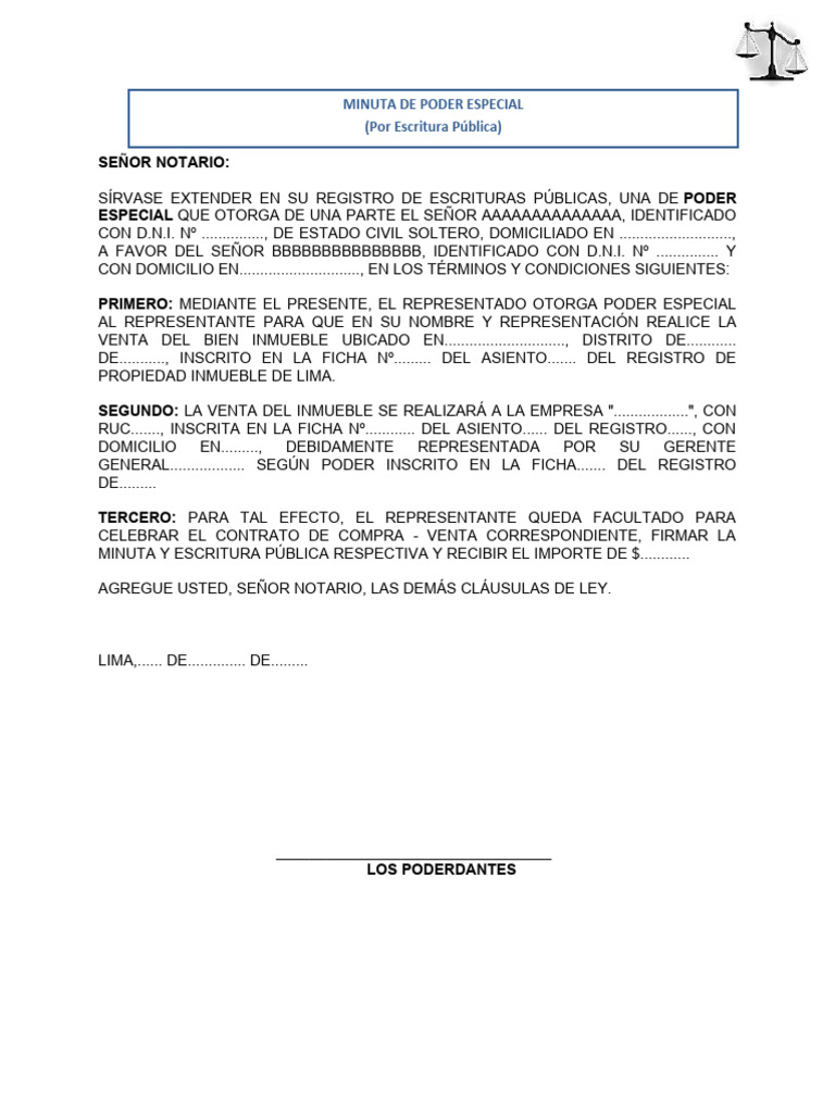 Minuta de Poder Especial | PDF