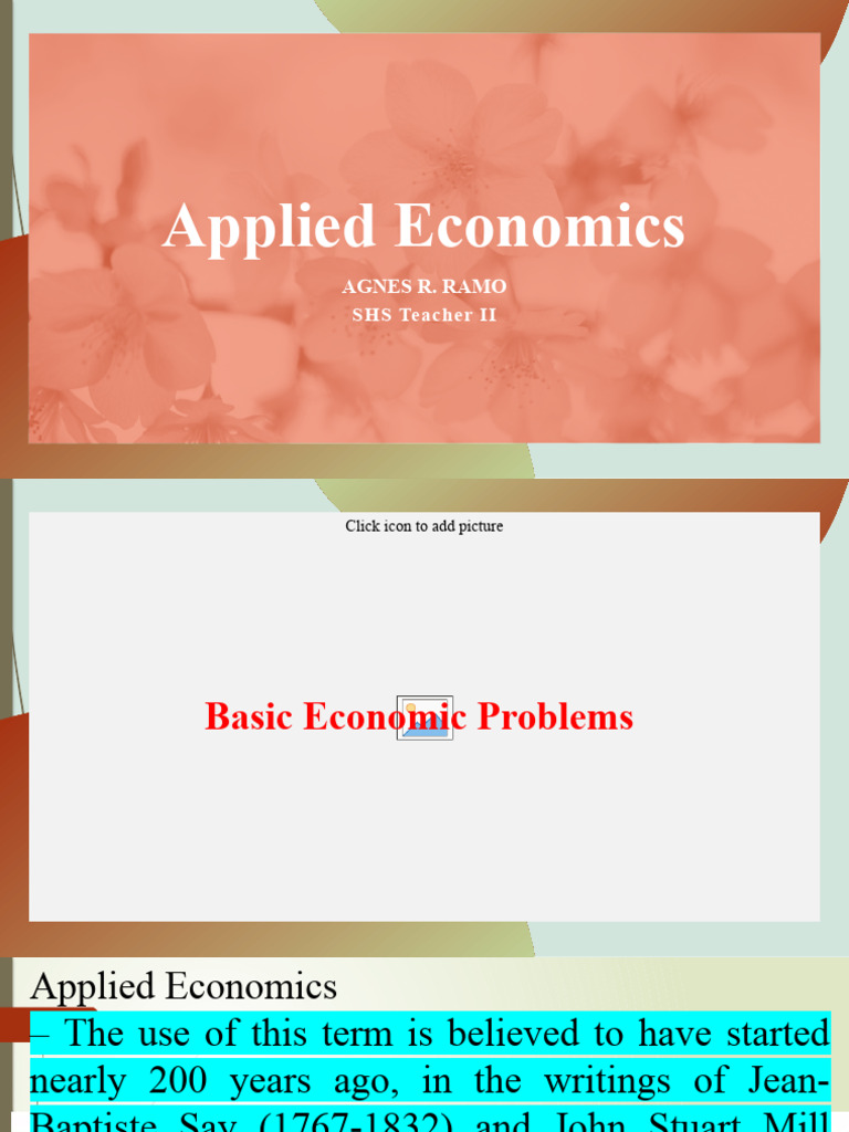 Applied Economics - 1st-QRTR - PPT - 2 | PDF | Economics | Labour Economics