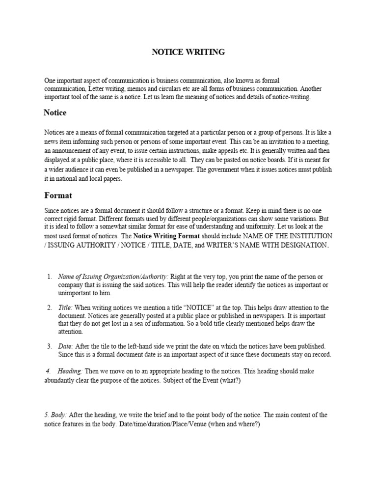 Notice Writing | PDF | Communication | Human Communication
