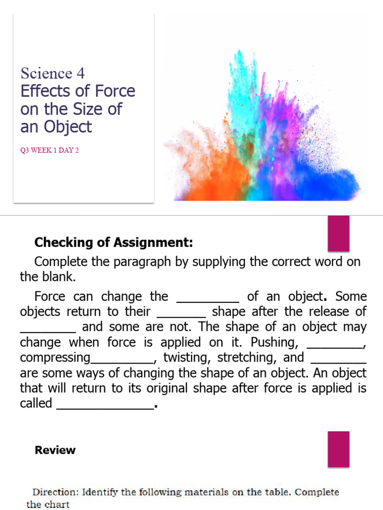 Science 4 Q3 W1D2-Effects of Force On The Size of An Object | PDF | Force