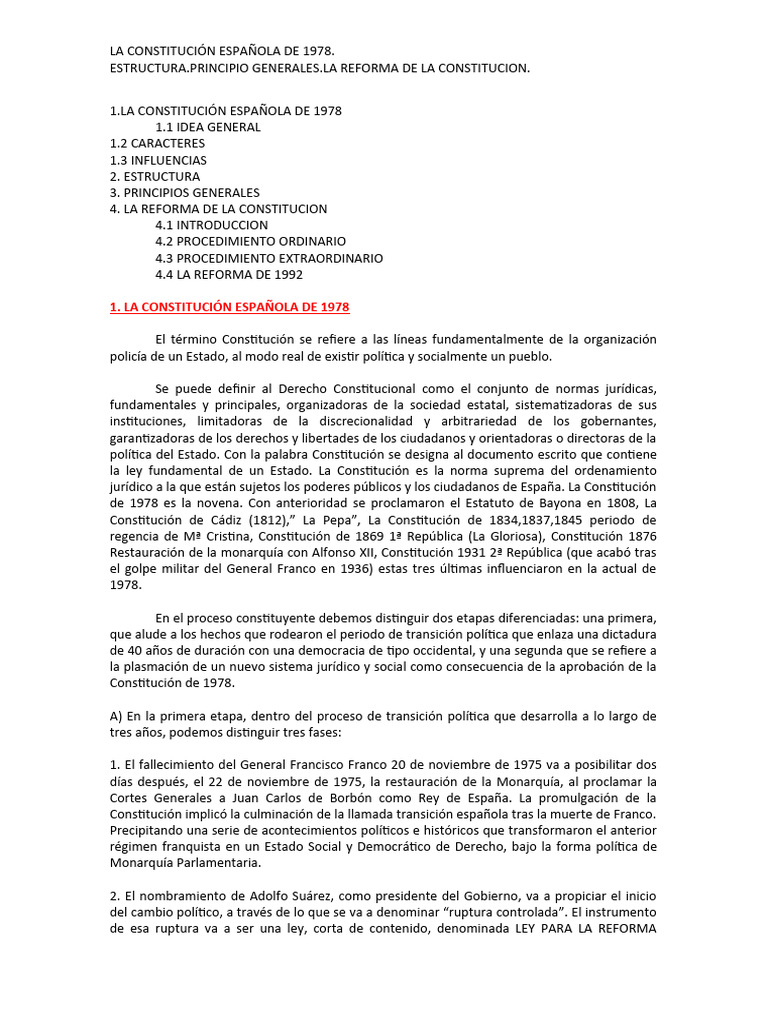 Tema 1 La Constitución Española Pdf Constitución Democracia