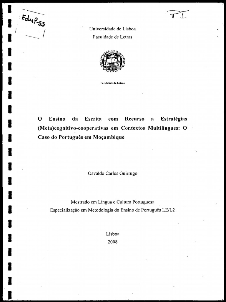 Ensino Da Escrita em Contexto Multilingue Mocambique | PDF