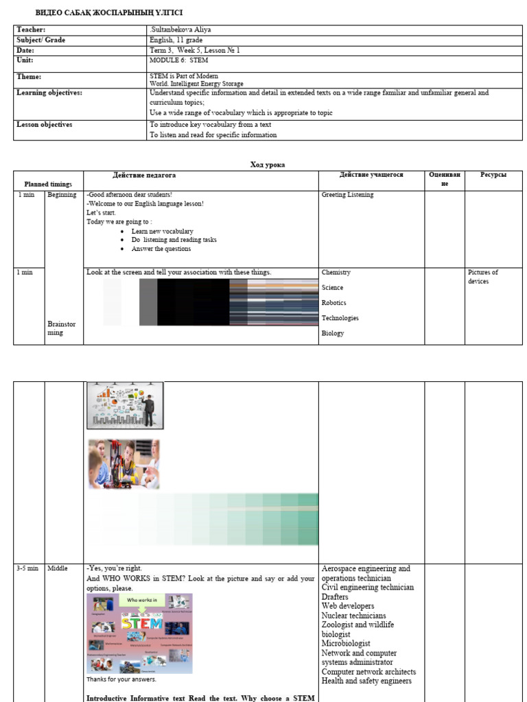 11th Grade STEM Lesson Plan | PDF | Science, Technology, Engineering, And Mathematics | Engineering