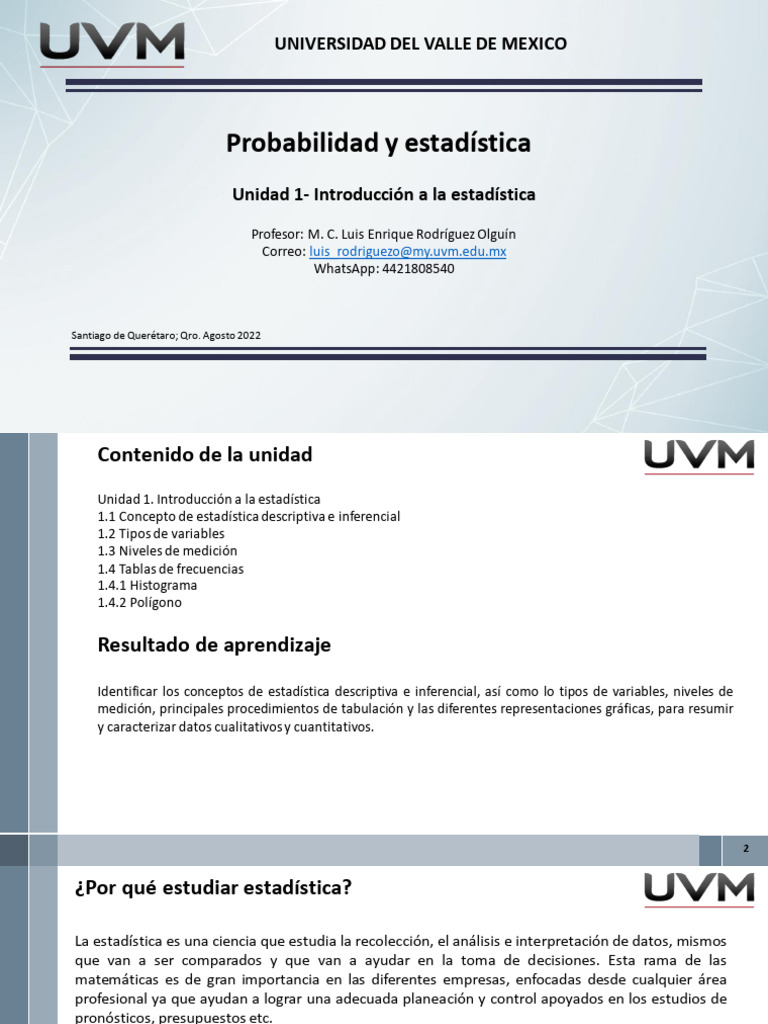 Unidad 1- Introducción a la estadistica | PDF