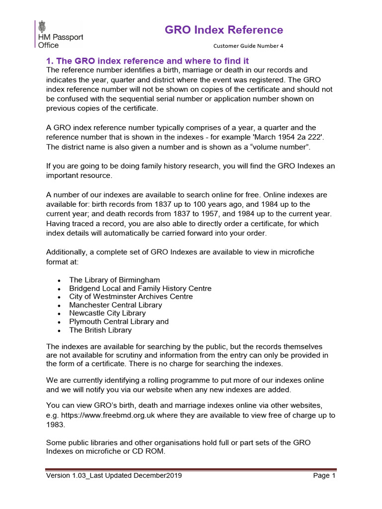 The GRO Index Reference and Where To Find It | Download Free PDF ...