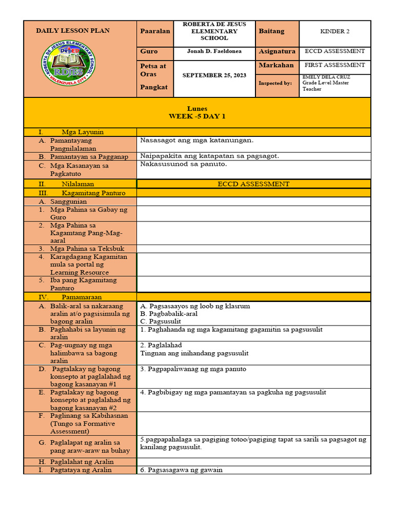 Dlp-Eccd Assessment Q1 | PDF
