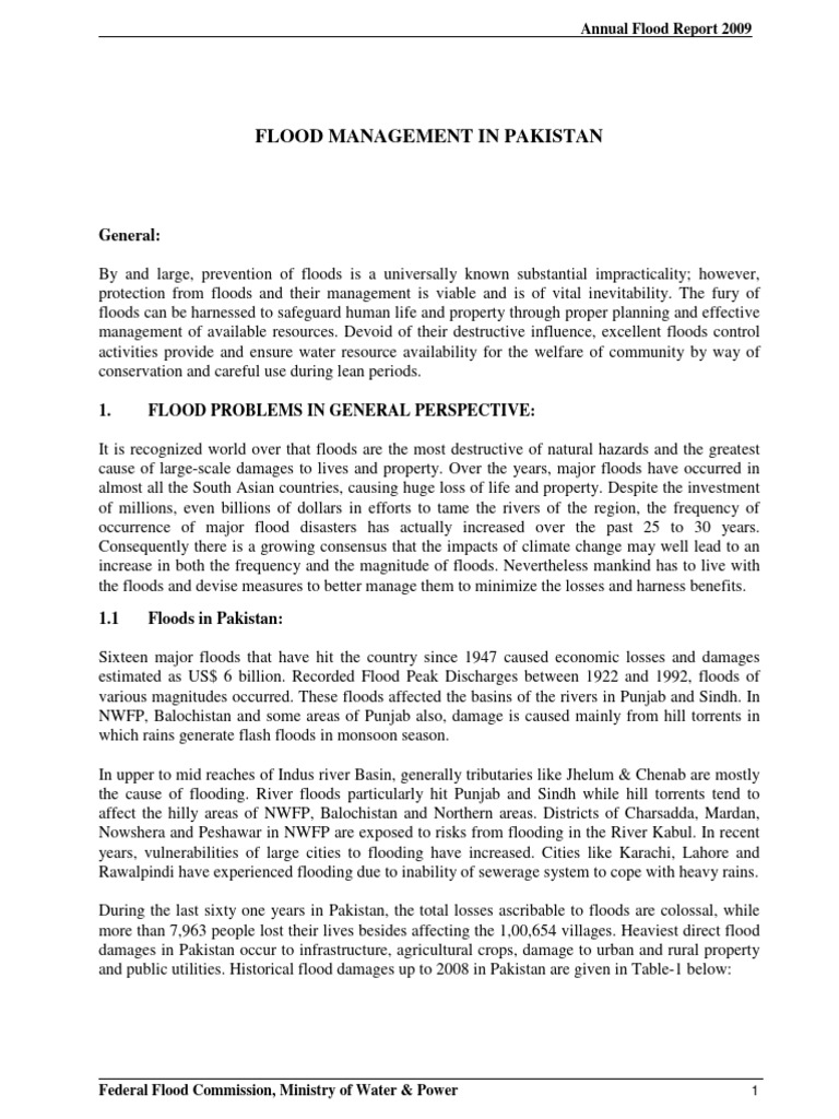 2009 Annual Flood Report of FFC | PDF | Indus River | Flood