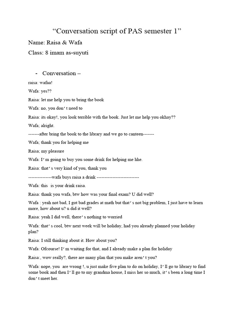 Conversation Script of PAS Semester | PDF