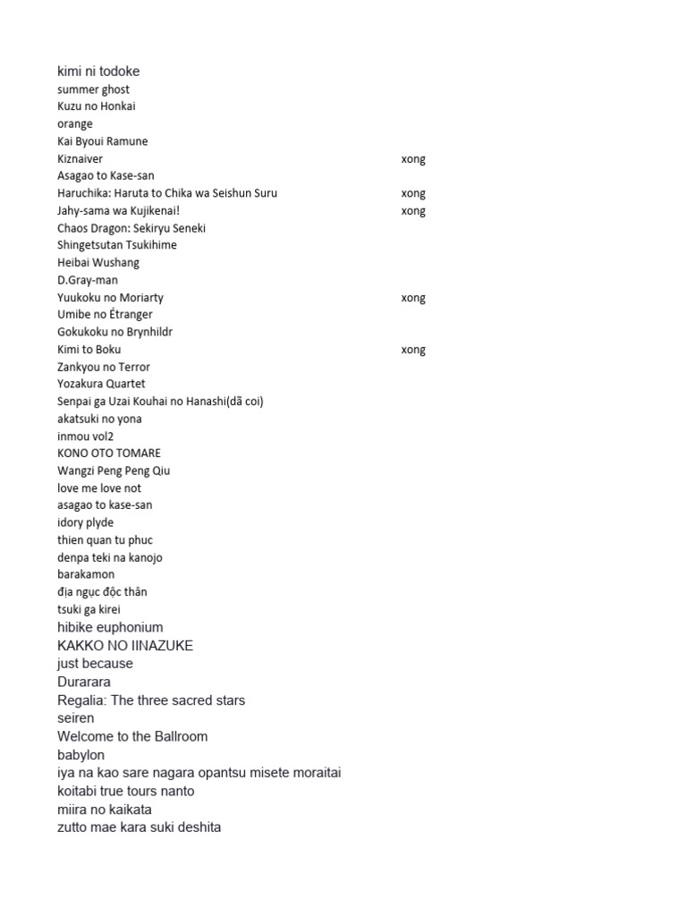 Anime and Manga Titles List | PDF