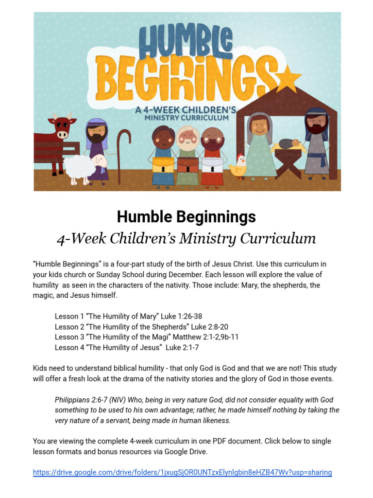 Humble Beginnings: Kids' Christmas Lessons | PDF | Humility | Nativity ...