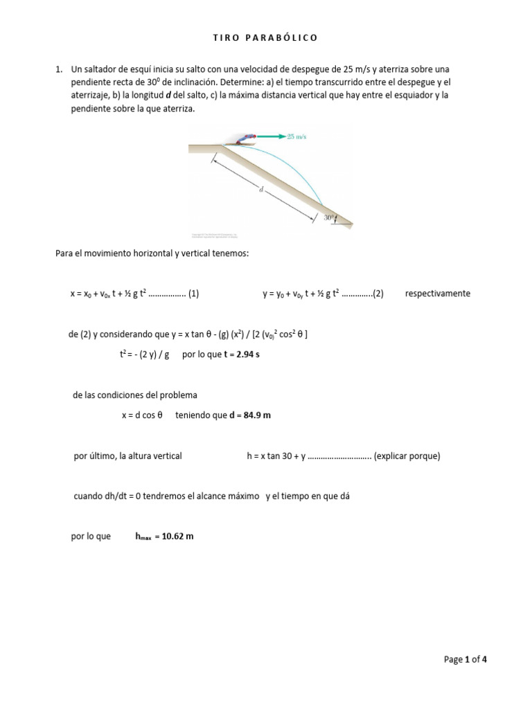 Movimiento Parabolico Resueltos | PDF