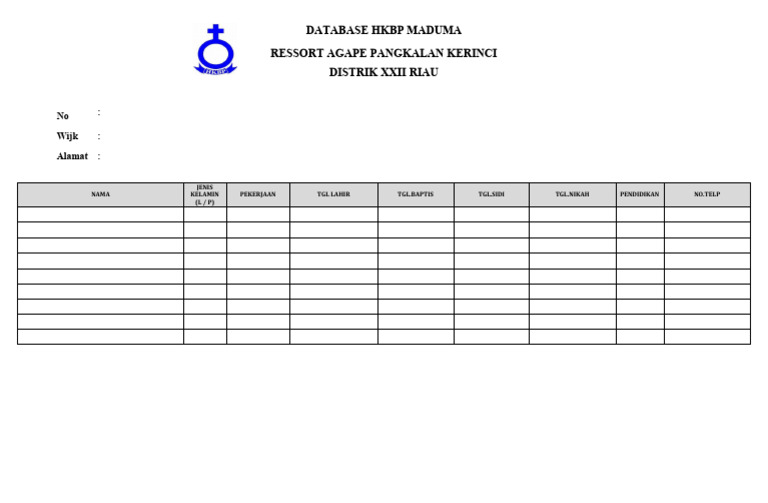 Format Database HKBP Maduma | PDF