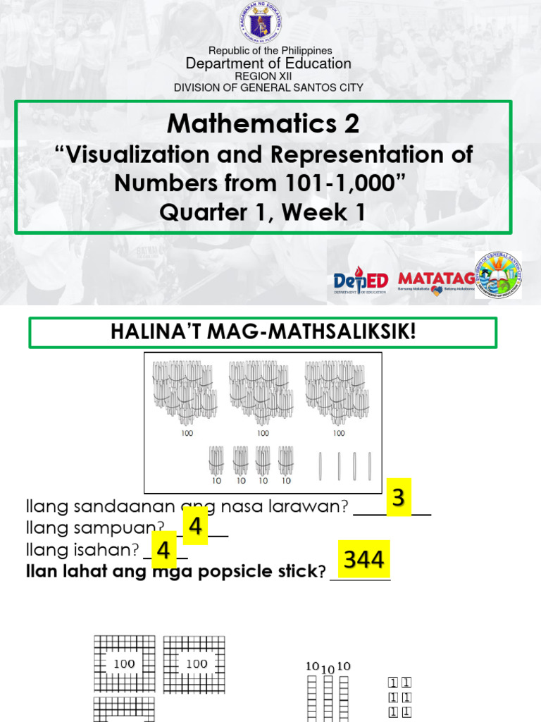 Math Handouts Q1.w1.visualizing Numbers 101 1000 | PDF