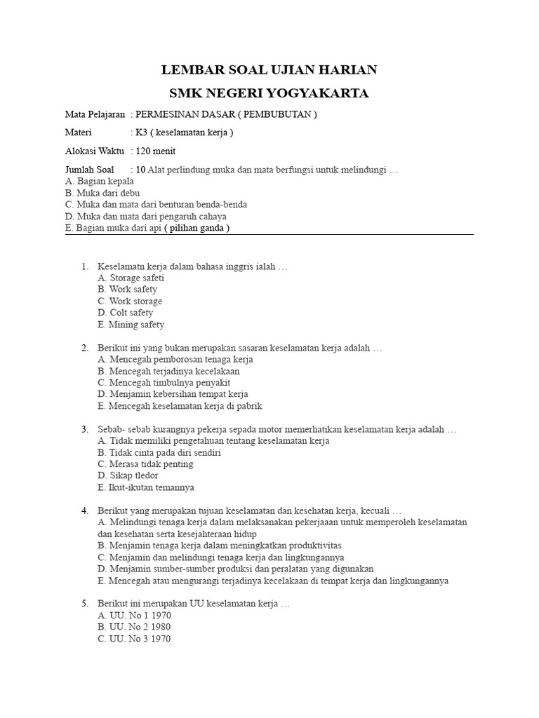 Lembar Soal Ujian Harian | PDF