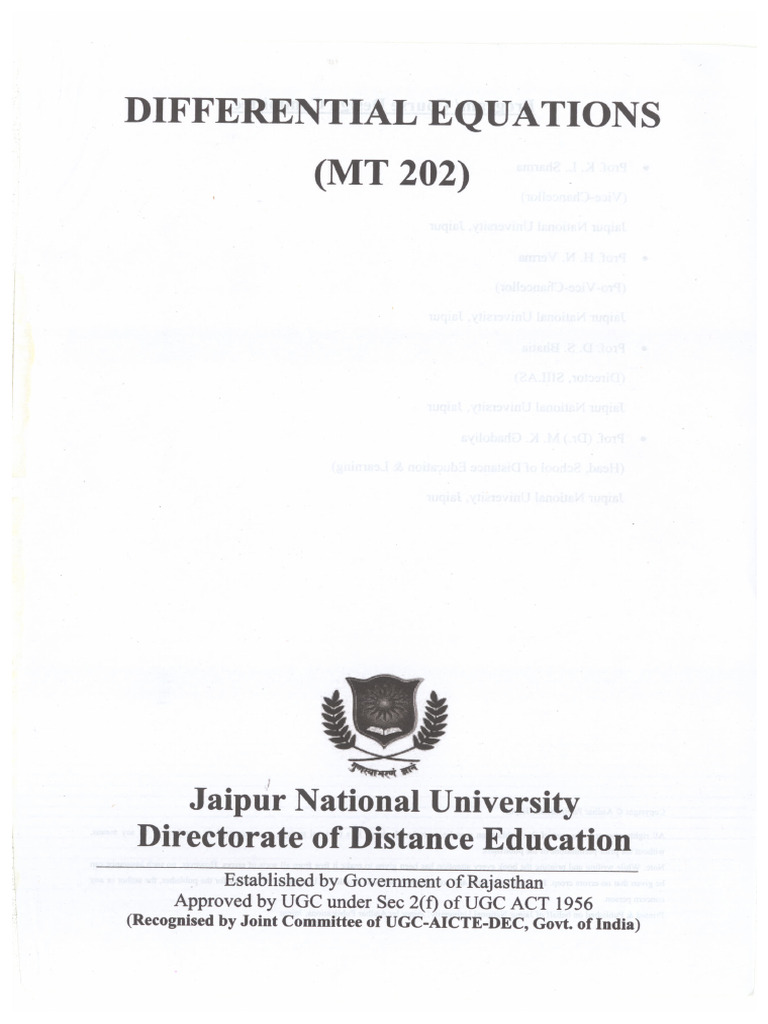 Mt-202 Differential Equations | PDF