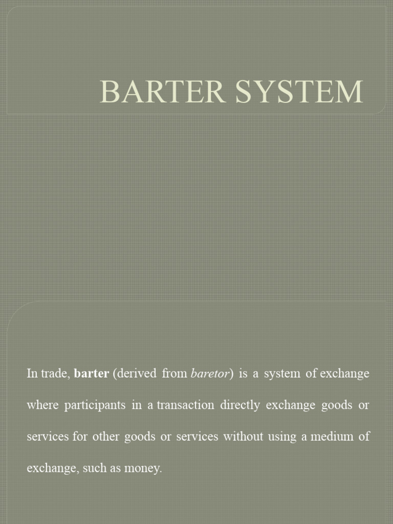 Barter System | PDF | Barter | Money