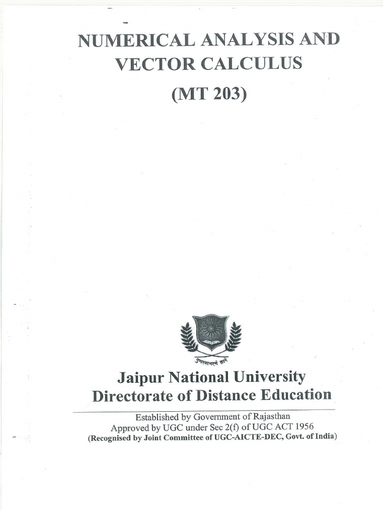 MT 203 - Numerical Analysis & Vector Calculus. | PDF