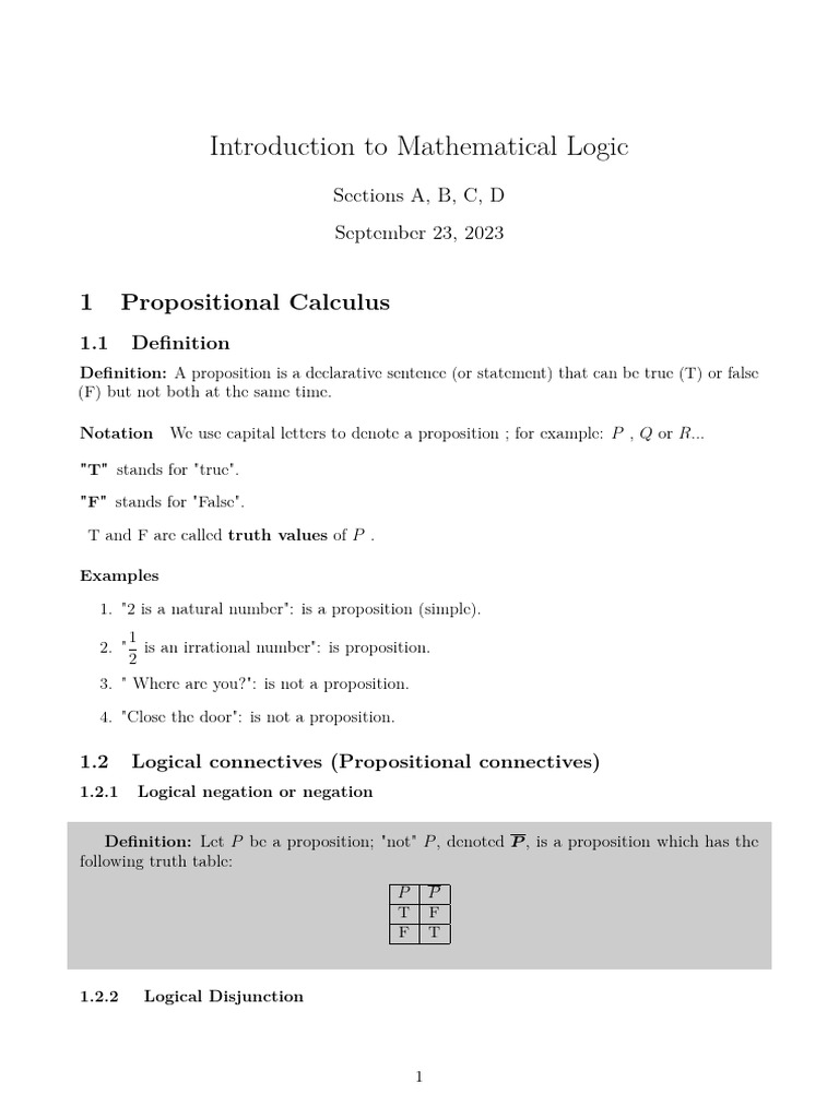 Introduction to Mathematical Logic | PDF | Proposition | Logic
