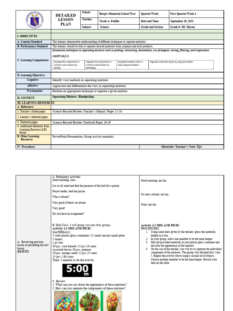 Detailed Lesson Plan Template | PDF | Learning | Teachers