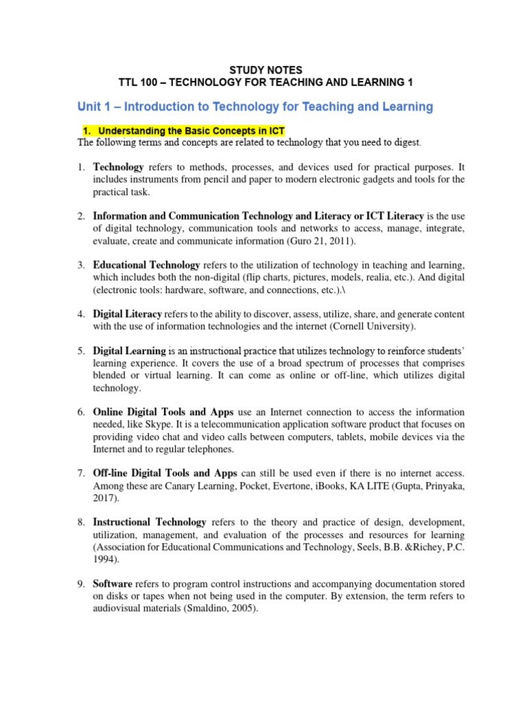 Technology in Teaching and Learning Guide | PDF | Educational ...