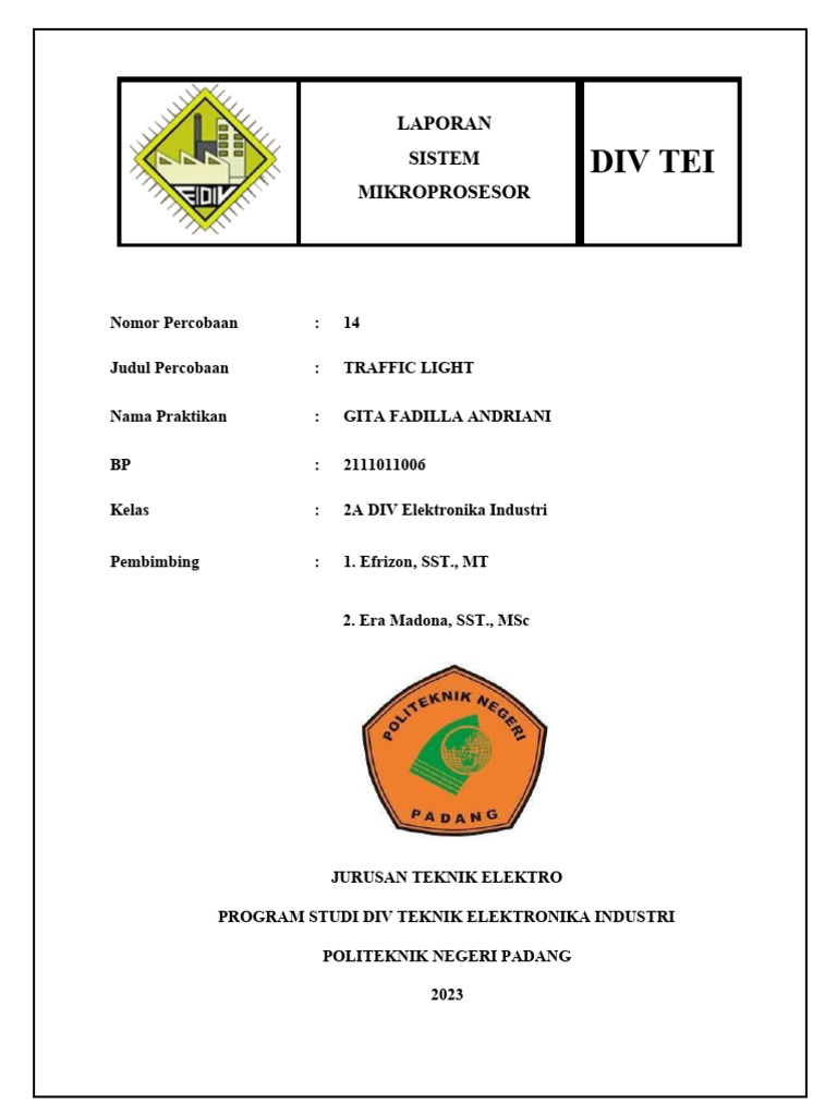 Laporan Prak Mikro Traffic Light | PDF