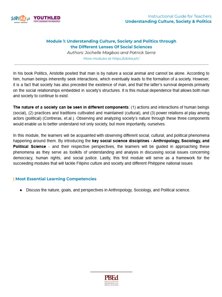 UCSP - Module 1 - UCSP Through The Different Lenses of Social Sciences ...