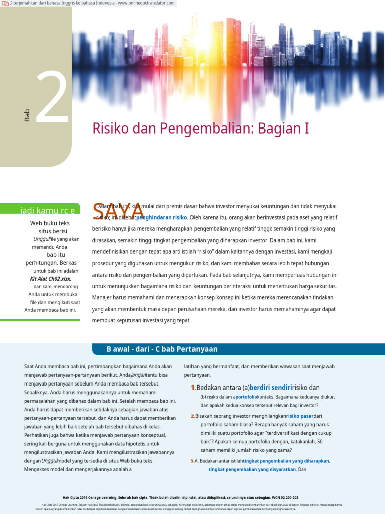 Terjemahan RPS 2 Risk and Return | PDF