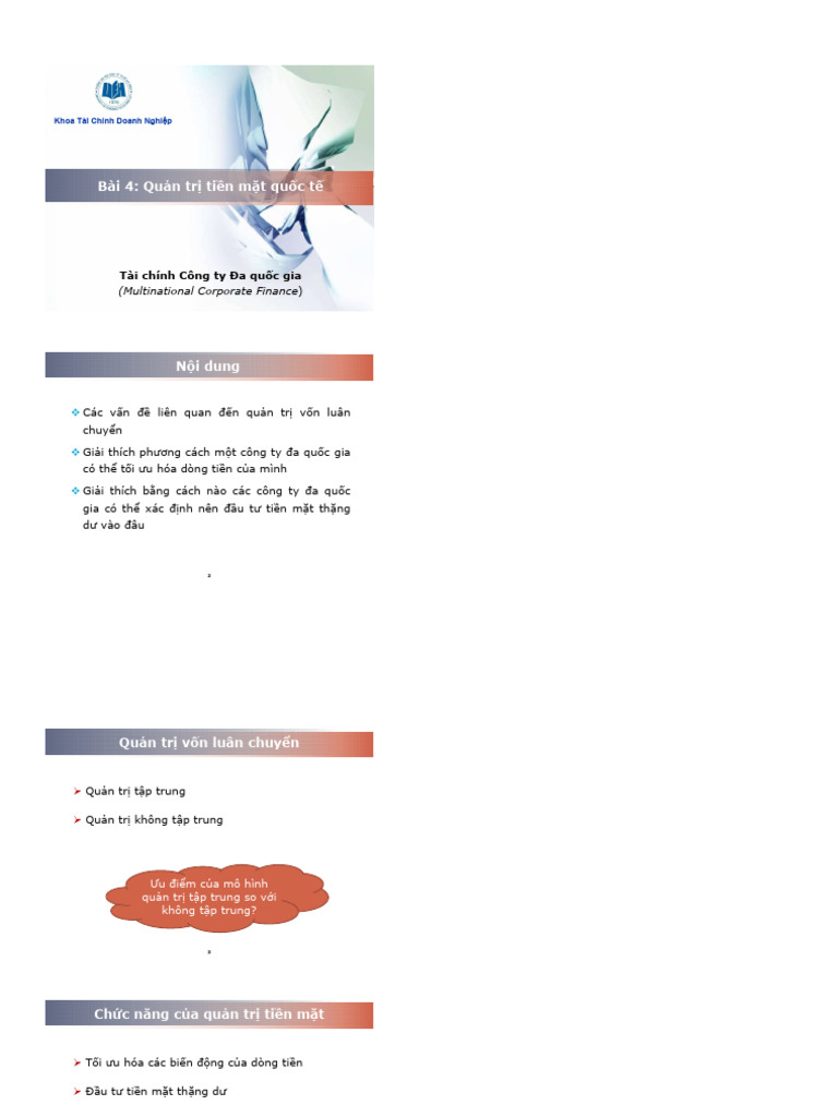 Bai 4 - Quan Tri Tien Mat Quoc Te - SV (Autosaved) (Compatibility Mode) - Organized | PDF