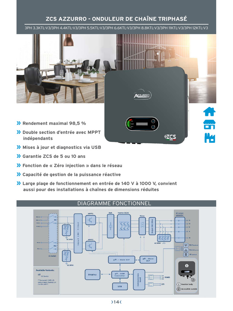 Datasheet ZCS 3PH 3.3 12KTL V3 FR | PDF | Électronique | Biens manufacturés
