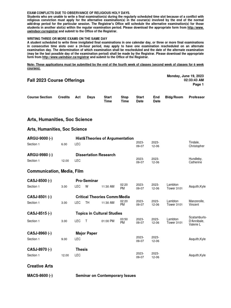 Fall 2023 Grad Timetable | Download Free PDF | Psychotherapy | Science