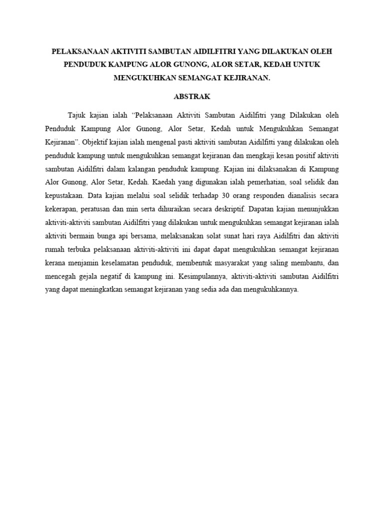 Contoh Abstrak Kerja Kursus Pengajian Am | PDF