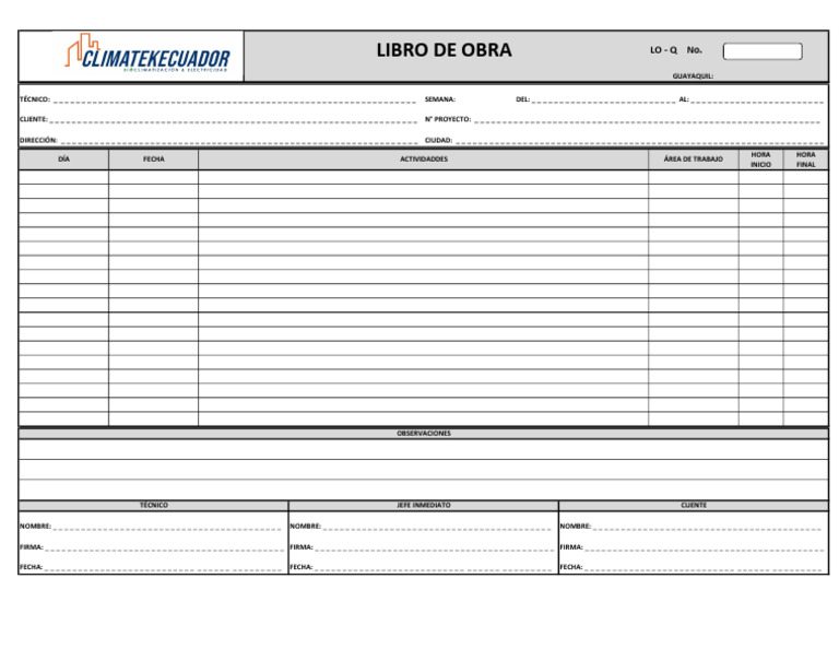 Libro de Obra Formato | PDF