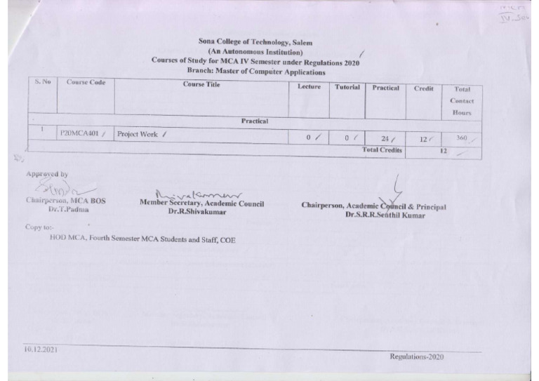 MCA-IV - Sem Curriculum - 2020 Batch | PDF