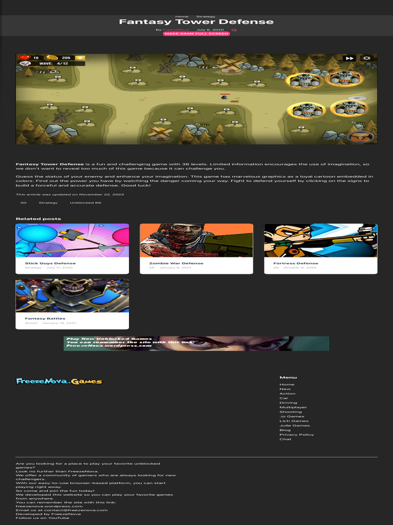 Fantasy Tower Defense Unblocked | PDF